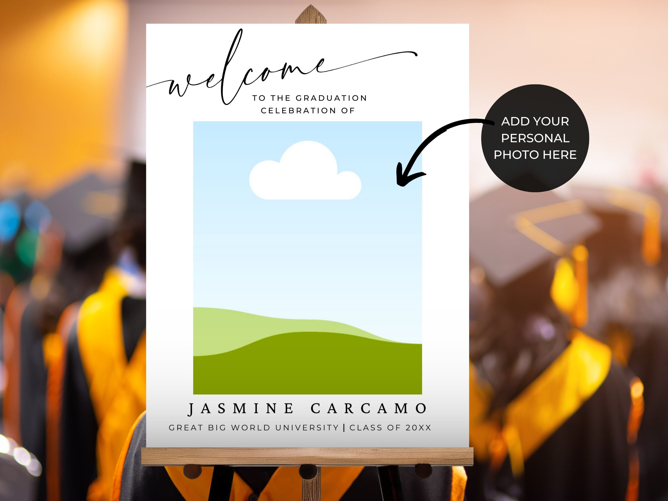 Graduation Welcome Sign With Photo Template. Modern Minimalist Grad ...