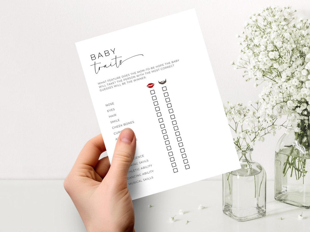 Baby Shower Baby Traits Game. Mom or Dad Guessing Game. Minimal Baby ...