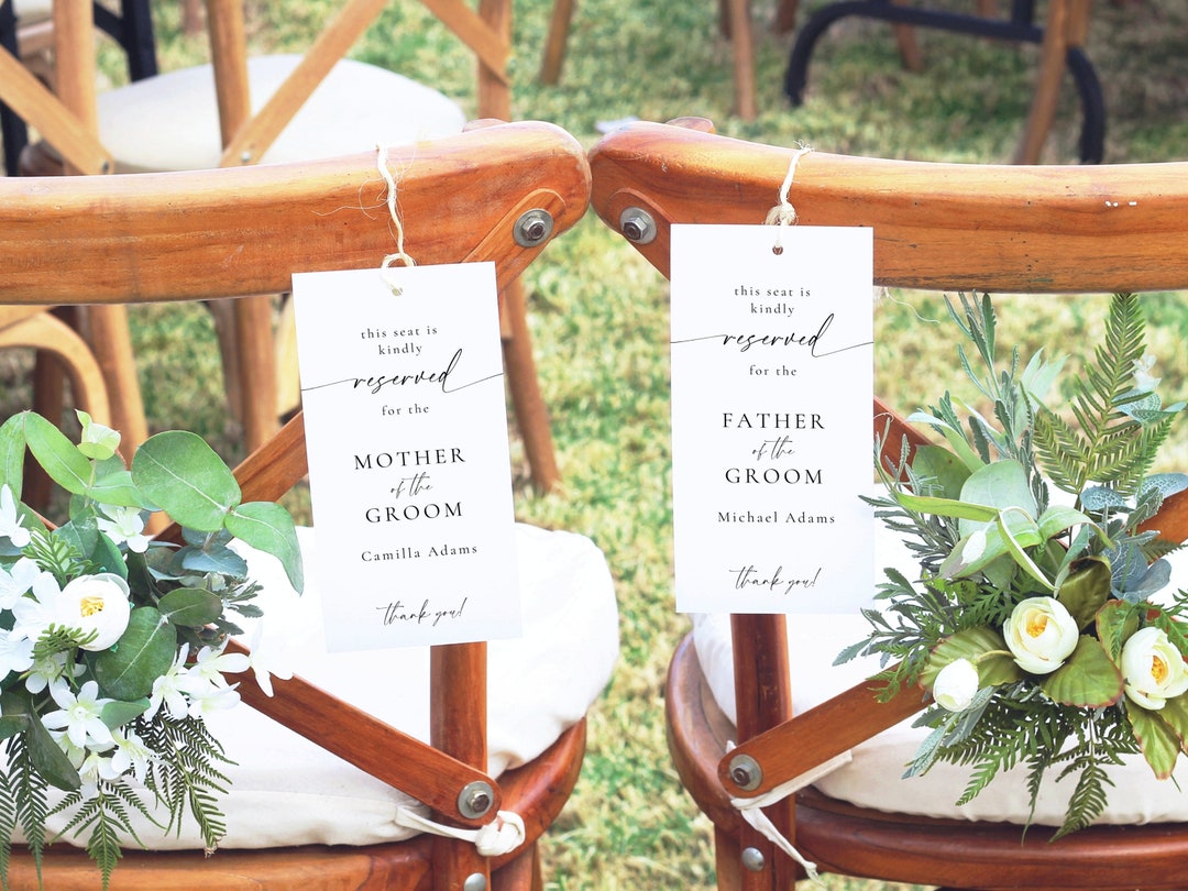 Reserved Seating Tags for Wedding. Printable Modern Saved Seating Sign ...