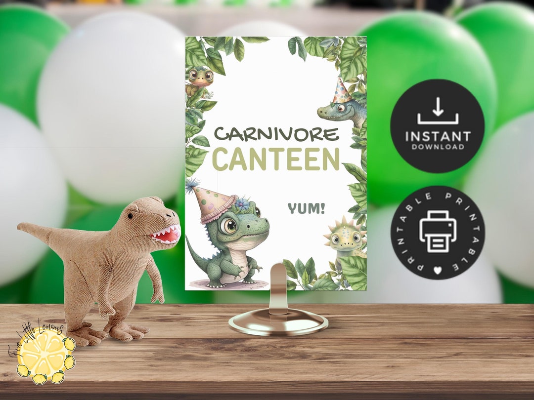 Dinosaur Birthday Party Food Sign. Instant Digital Download. Printable ...
