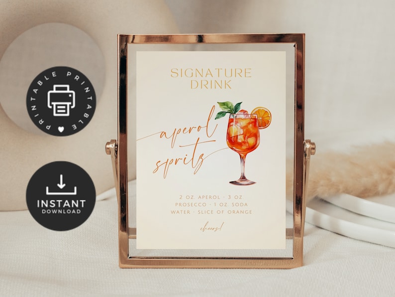 Spritz Signature Cocktail. Aperol Spritz Bar Sign. Signature Drink ...
