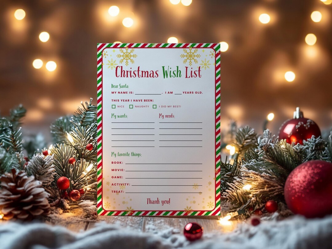 Christmas Wish List Printable. Letter to Santa. Kids Xmasgift Ideas ...