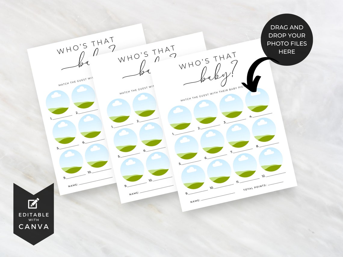 Who's That Baby Photo Game. Modern Minimalist Guess Who Baby Shower ...