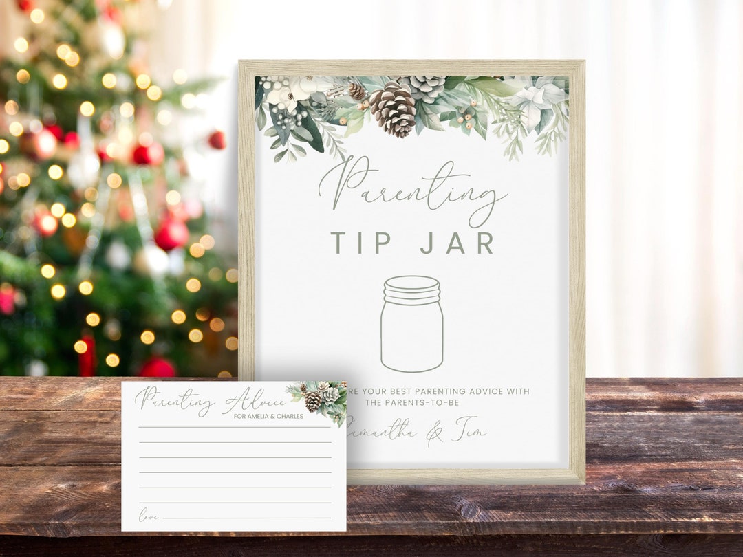 Winter Baby Shower Parenting Tip Jar Printable. Gender Neutral ...