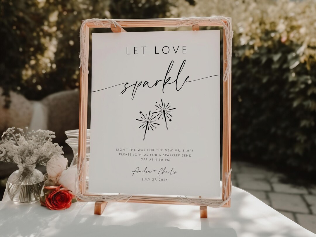 Wedding Sparkler Sign Template. Minimal Modern Let Love Sparkle ...