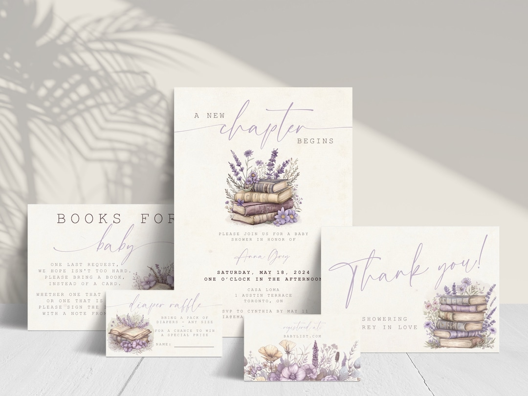 New Chapter Begins Invitation Bundle. Editable Storybook Baby Shower ...
