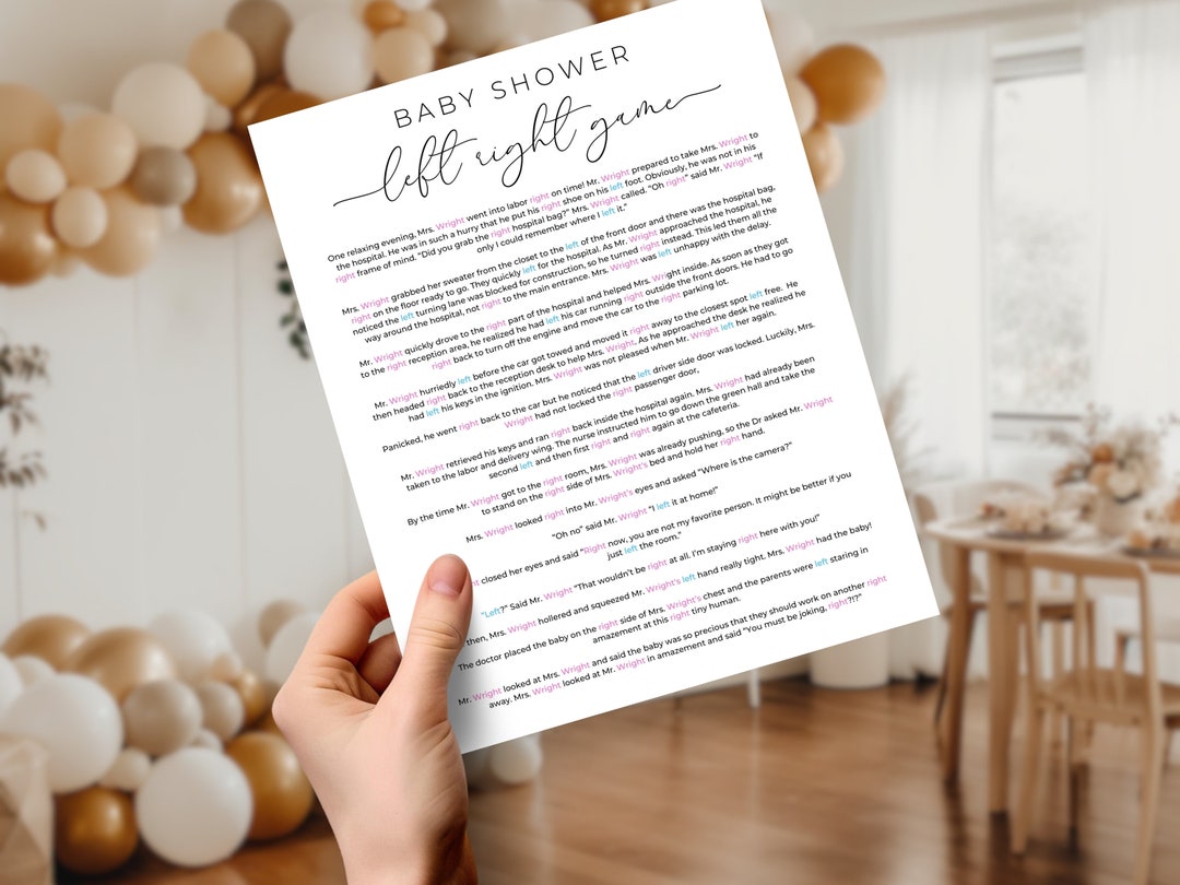 Left Right Baby Shower. Minimalist Baby Shower Game. Instant Download ...