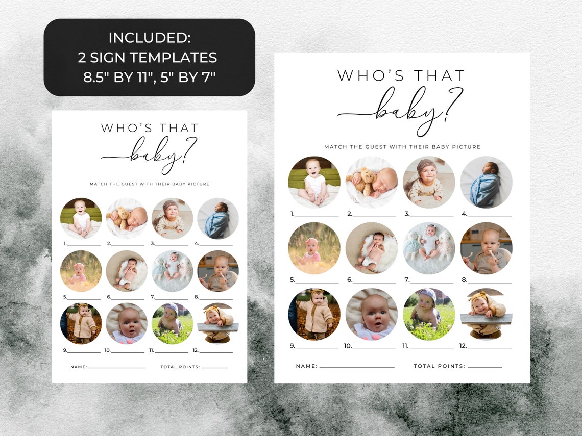 Who's That Baby Photo Game. Modern Minimalist Guess Who Baby Shower ...