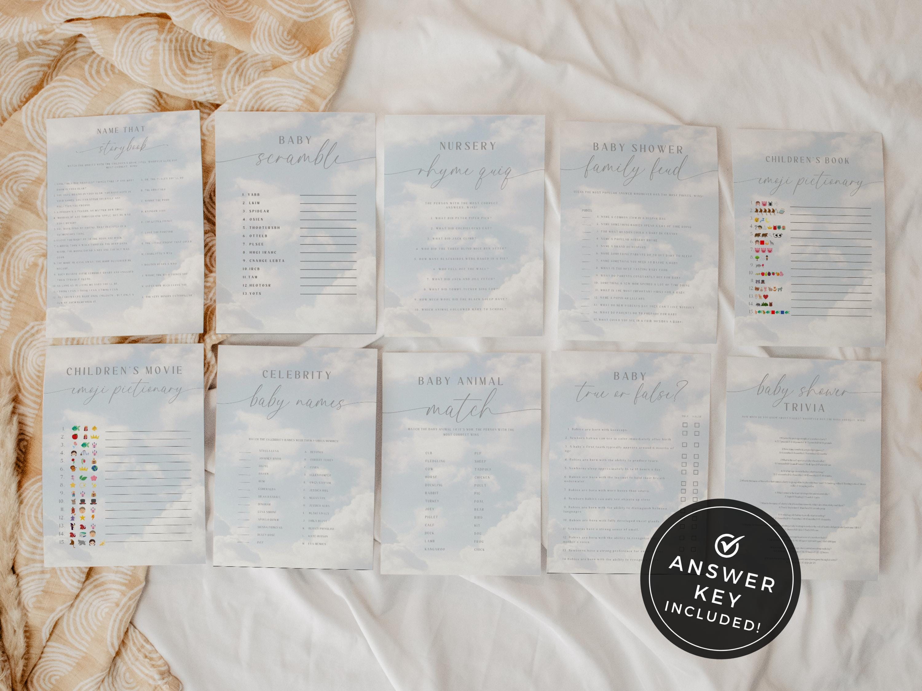 A Little Piece of Heaven Baby Shower Games. Heaven Sent Cloud Editable ...