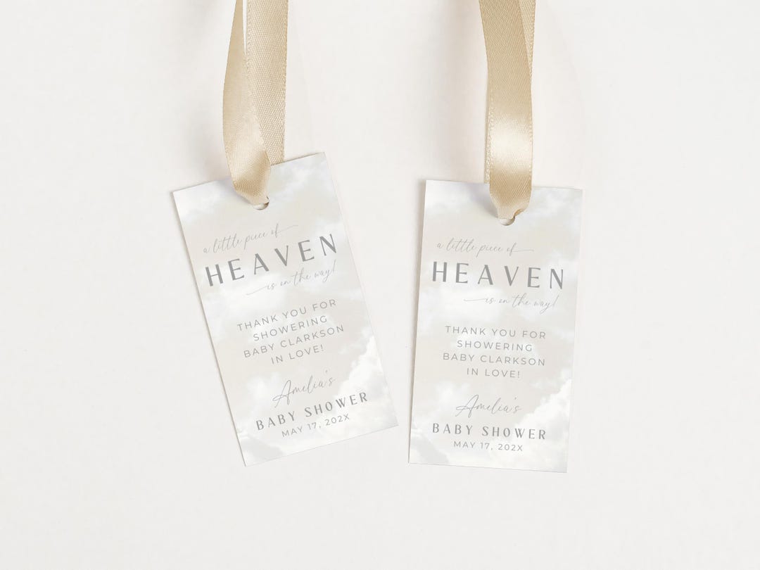 A Little Piece of Heaven Labels. Dreamy Baby Shower Thank You Favor ...