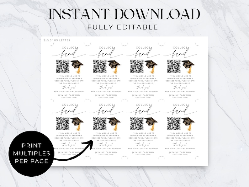 Graduation Venmo Card. QR Code College Fund Graduation Insert ...