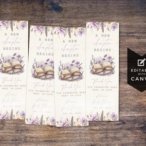 Book Theme Baby Shower Bookmark Favors. New Chapter Begins. Storybook ...