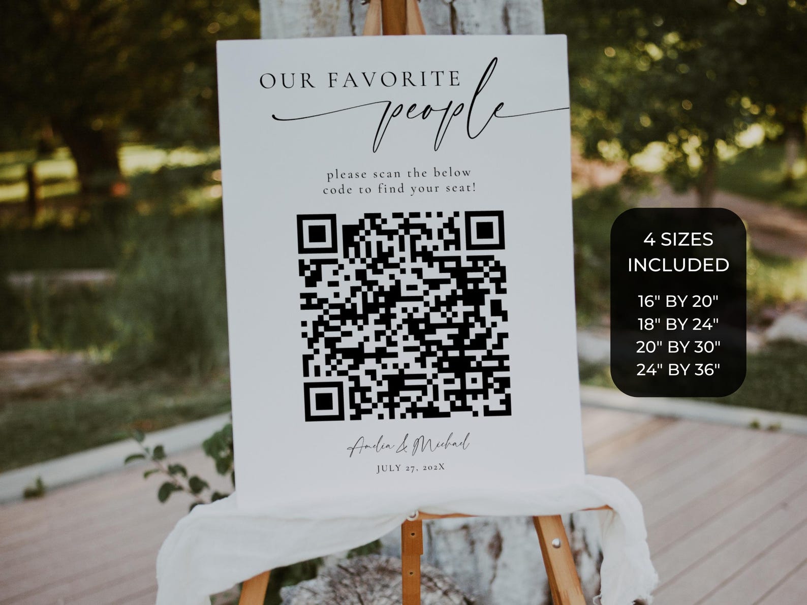 Digital Seating Chart With QR Code. Modern Scannable Wedding Sign. Our ...