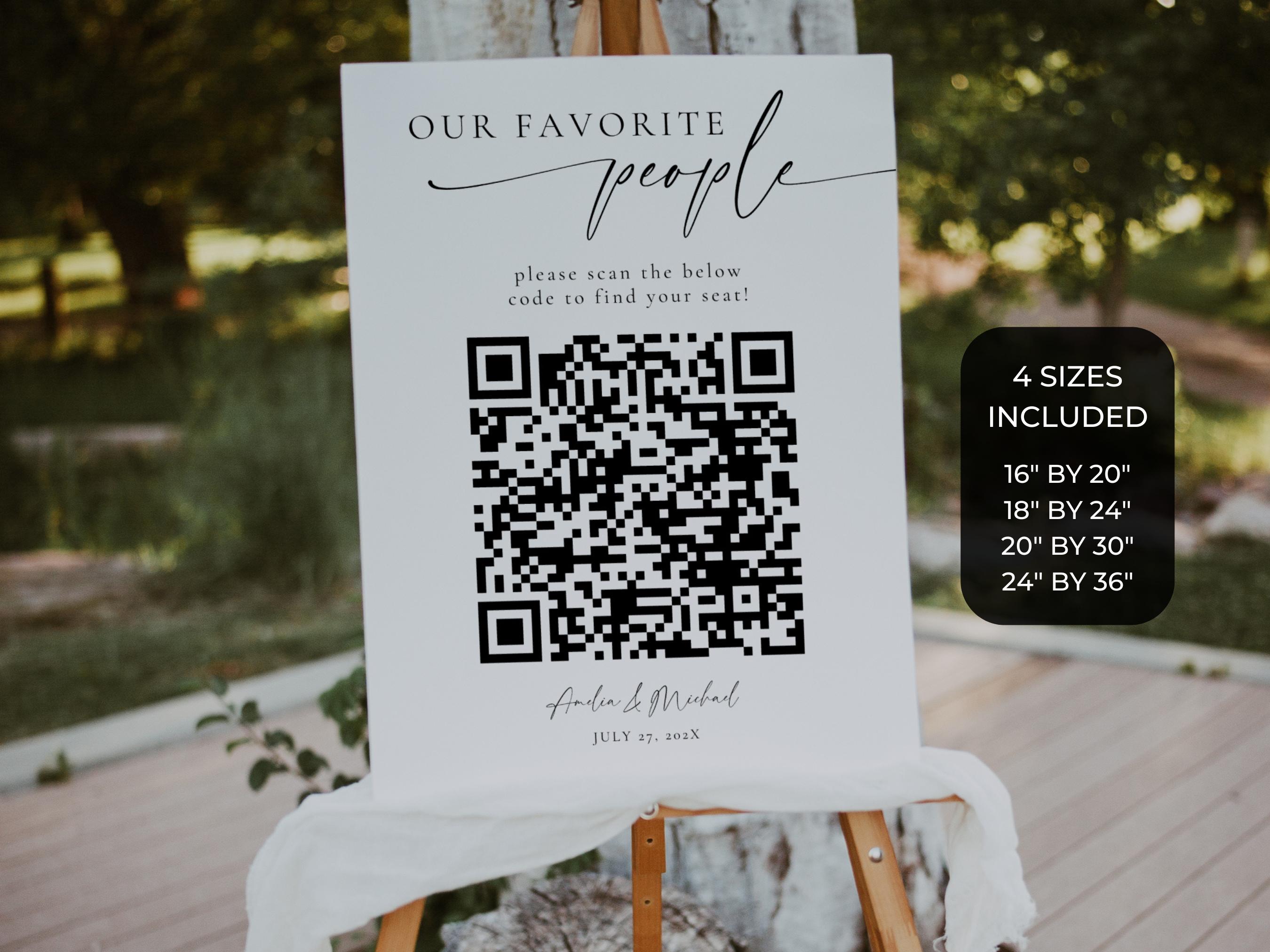Digital Seating Chart With QR Code. Modern Scannable Wedding Sign. Our ...