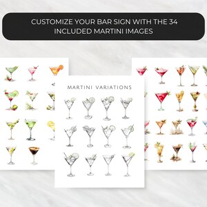 Martini Bar Signage. Martini Signature Drinks Bar Sign Template ...