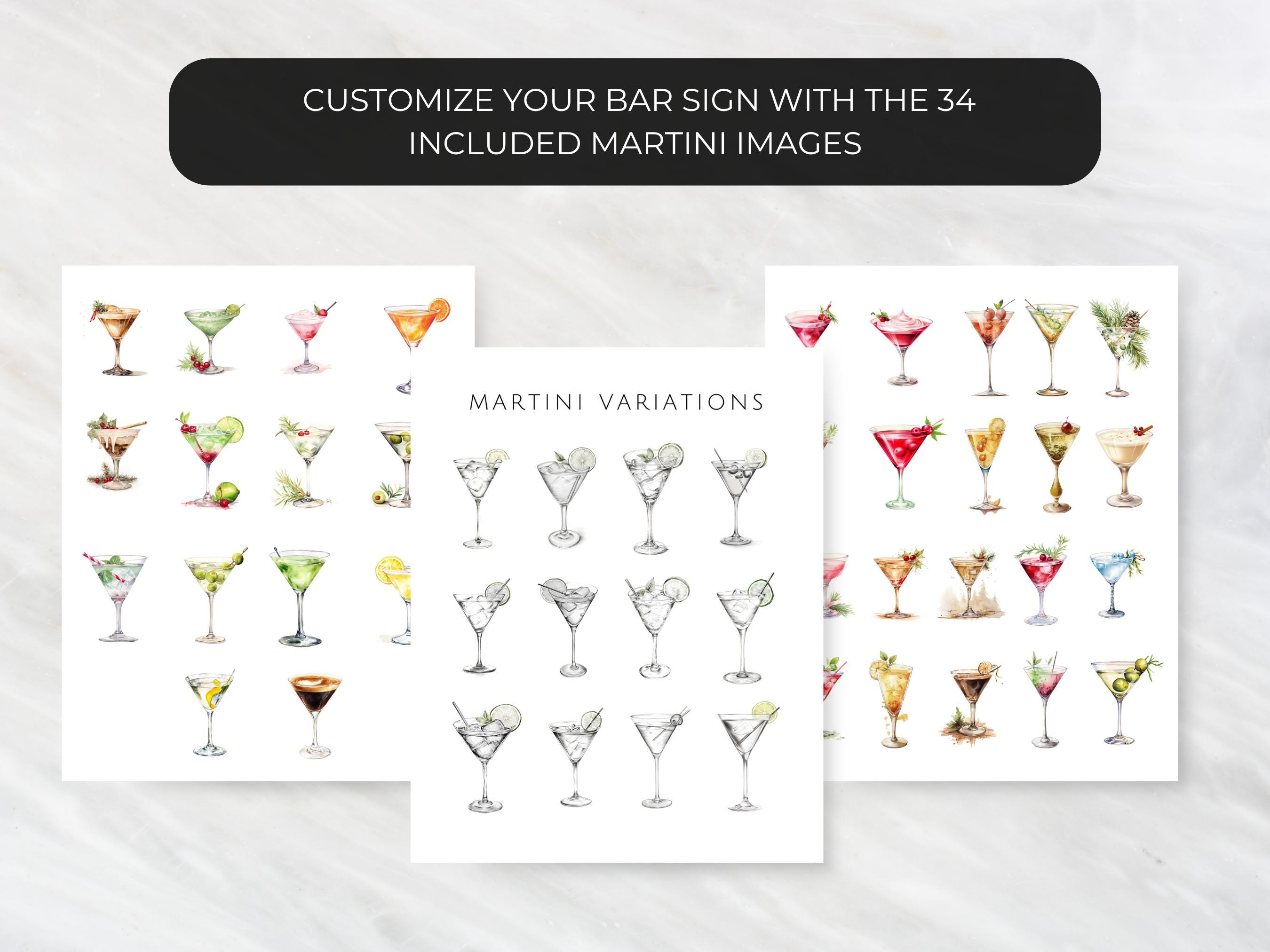 Martini Bar Signage. Martini Signature Drinks Bar Sign Template ...