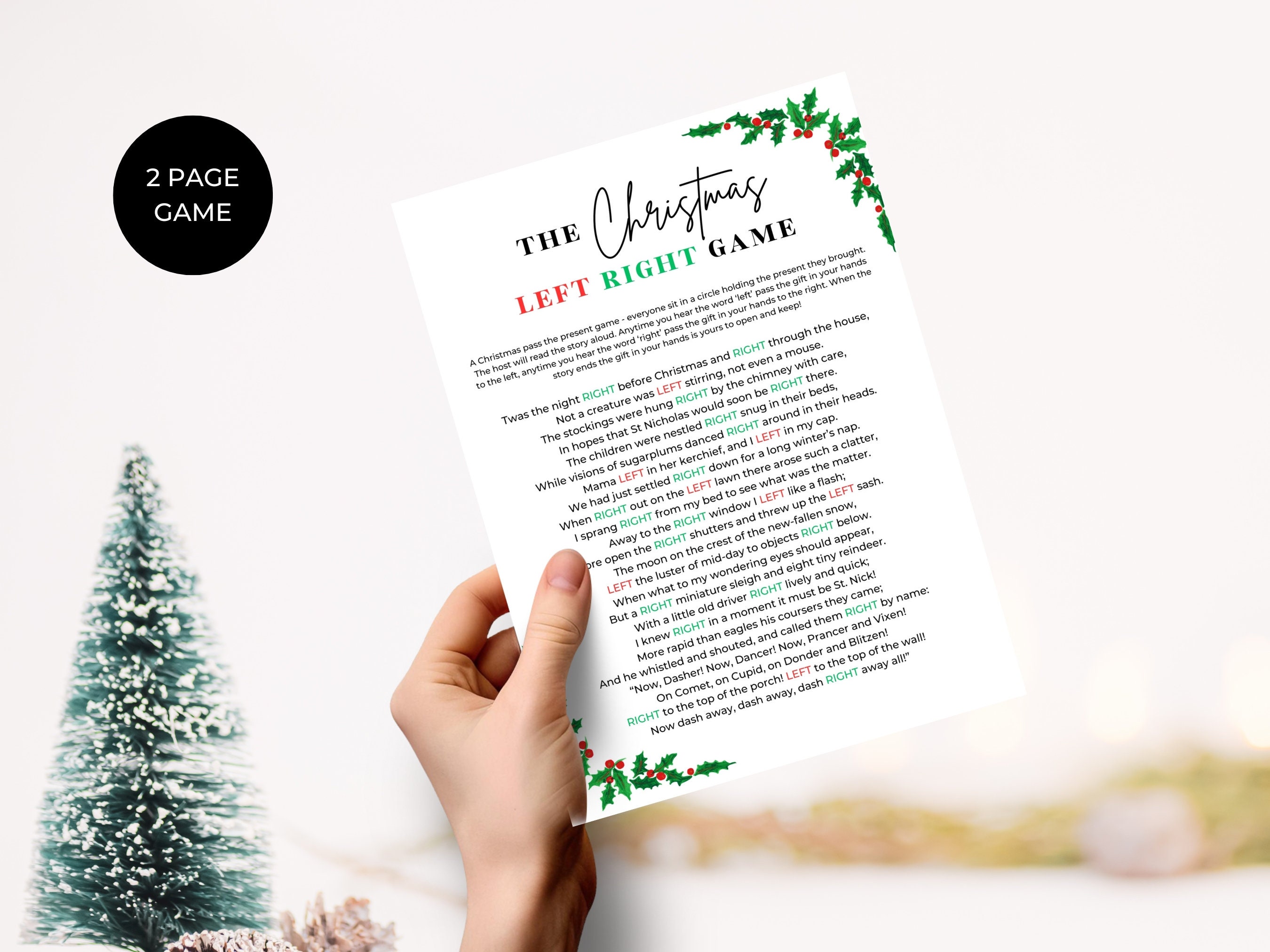 Left Right Game for Christmas. Instant Download. Print at Home. Twas ...