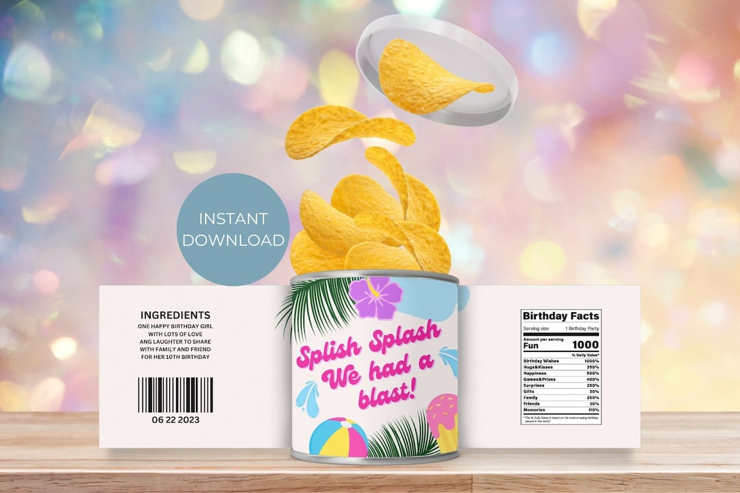 Pringles Can Wrapper. Party Decor. Printable Pringles Label. Customized ...