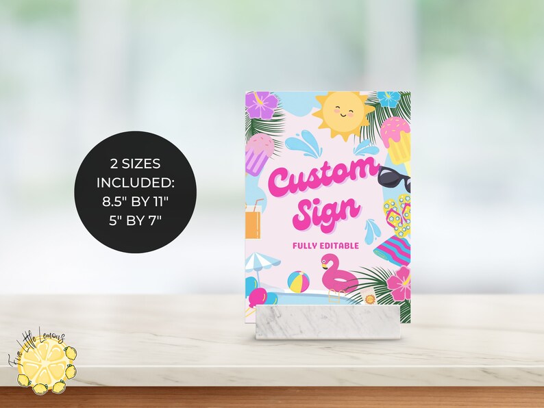 Editable Custom Pool Party Food Sign. Make Your Own Sign Template ...