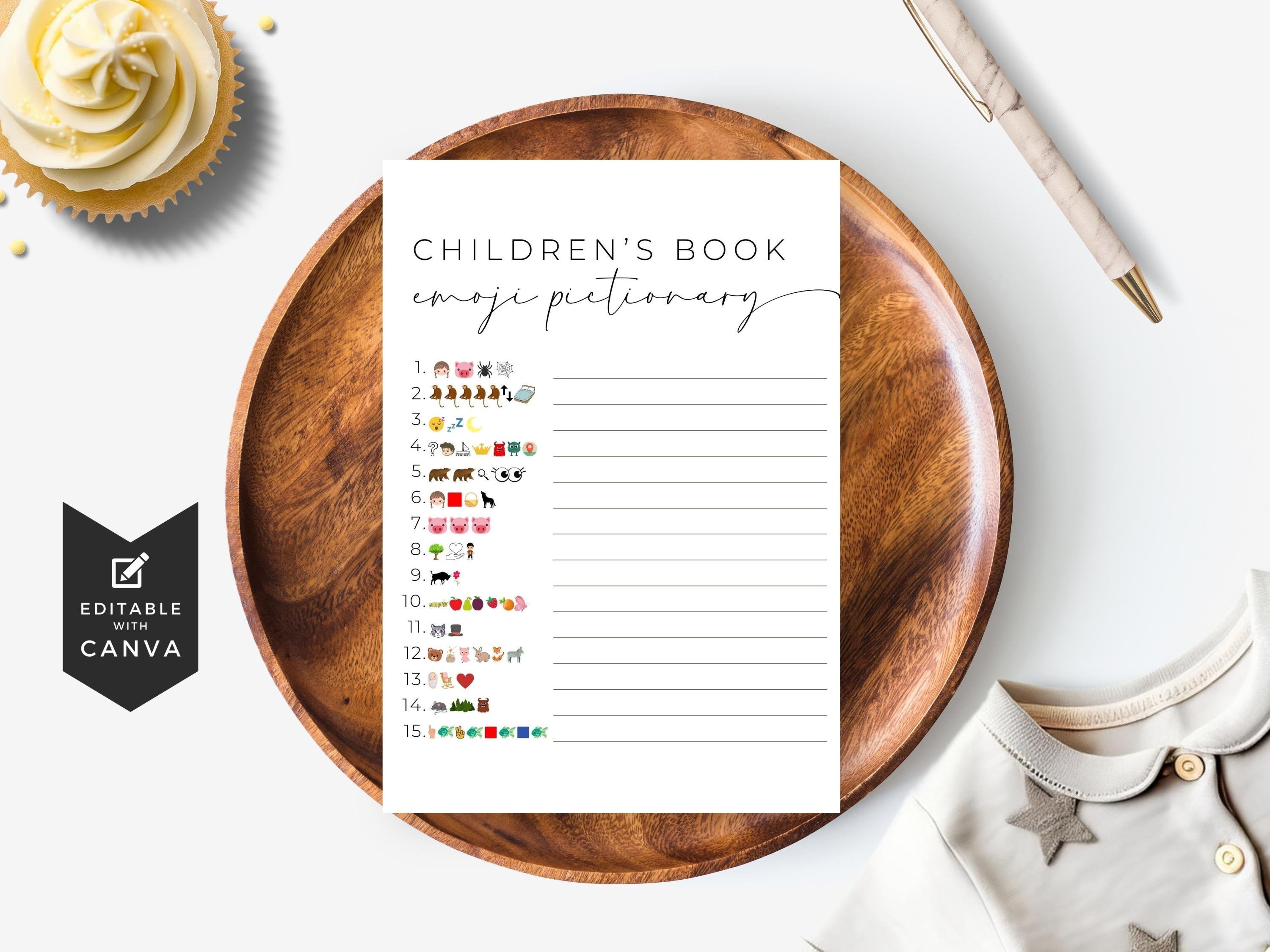 Children Book Emoji Pictionary. Baby Emoji Game. Pictionary Card ...