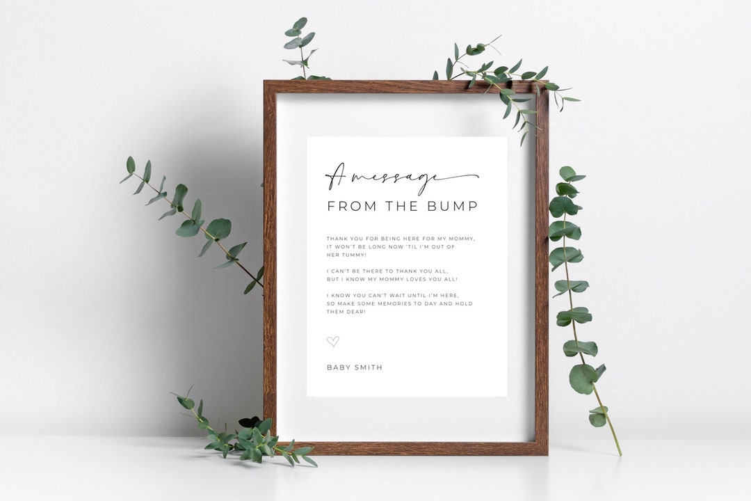 Message From the Bump Sign. Minimalist Baby Shower. Baby Bump - Etsy