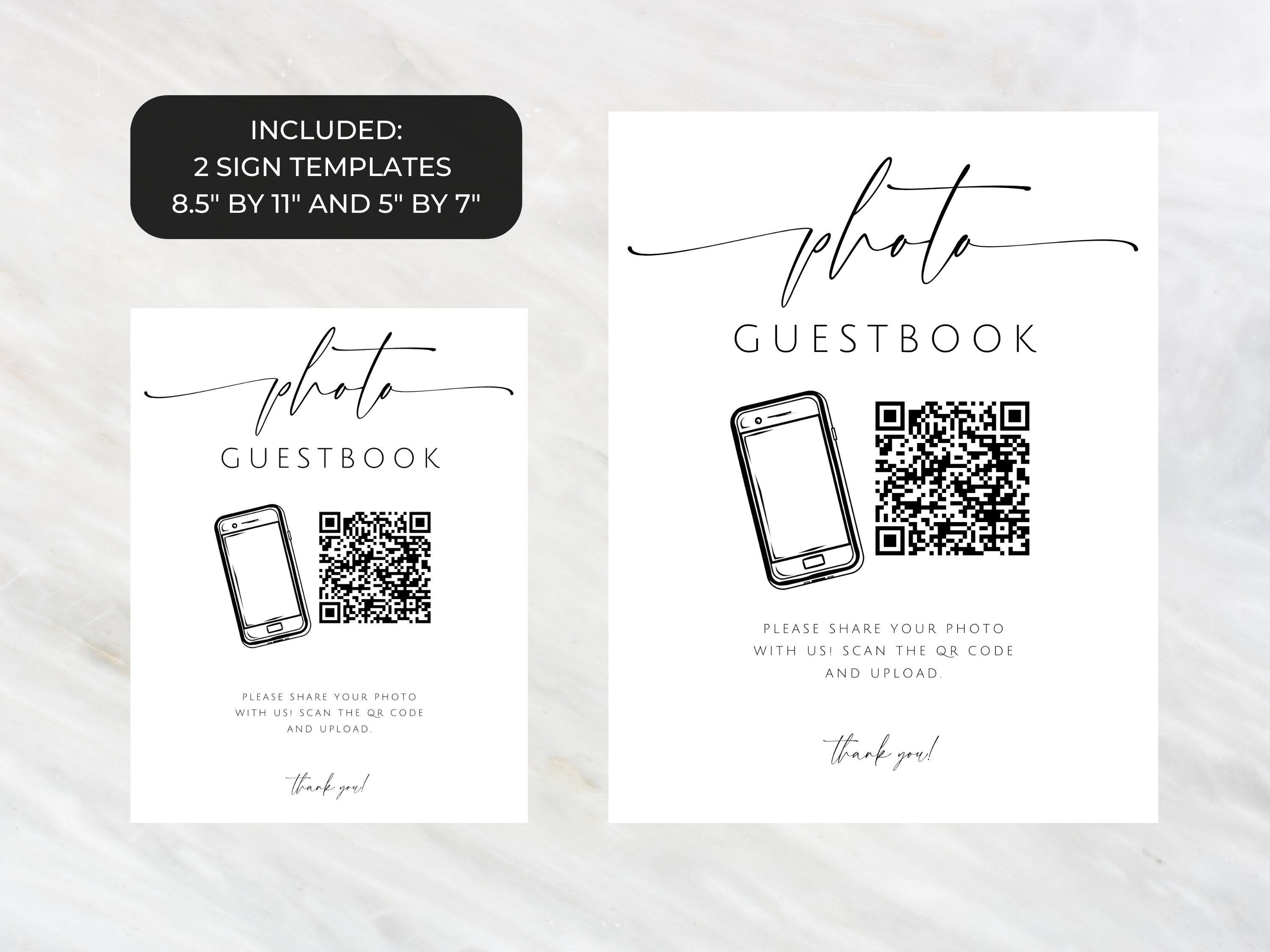 Photo Guestbook Sign. Printable Guest Book Sign QR Code. Editable ...