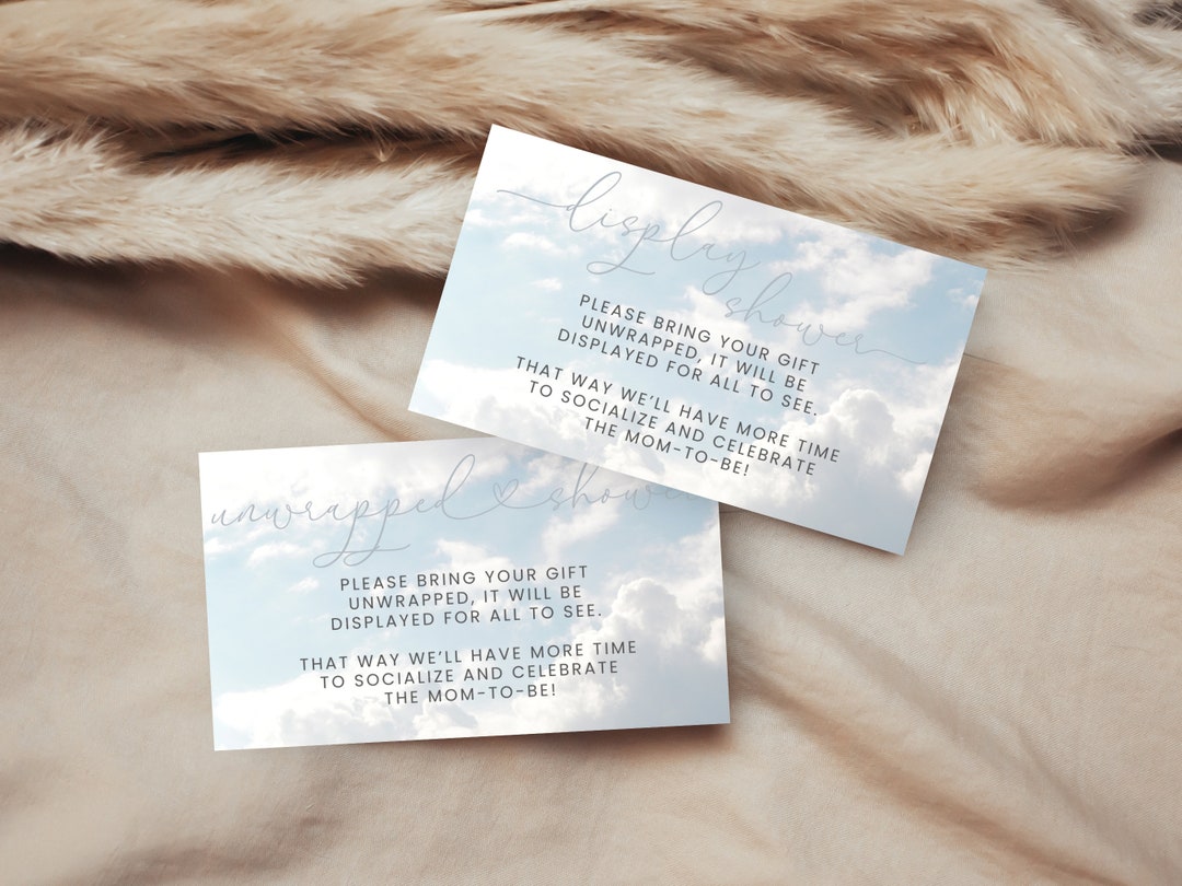 Display Shower Card Insert. Cloud 9 Theme. Unwrapped Shower Cards ...