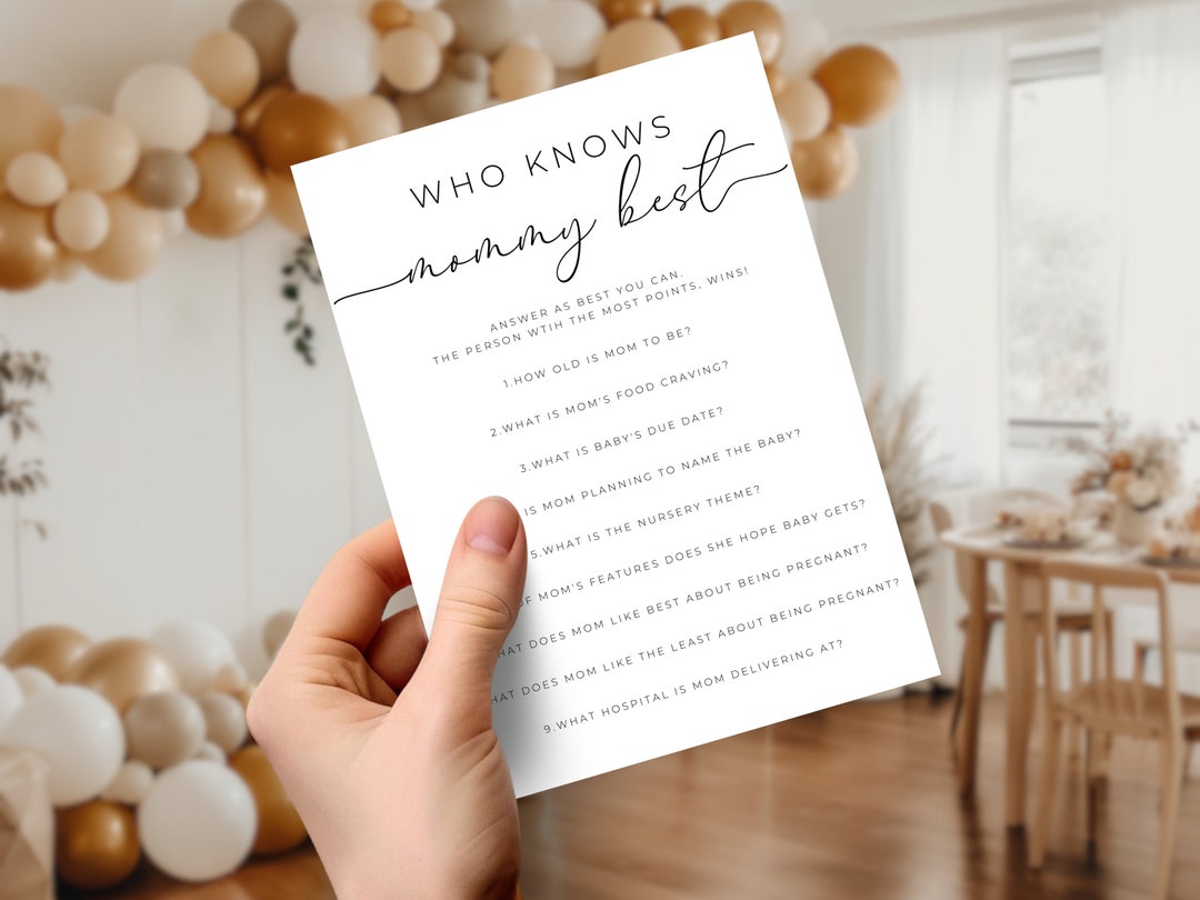 Baby Shower Questionnaire Games. Minimalist Baby Shower Game Printable ...