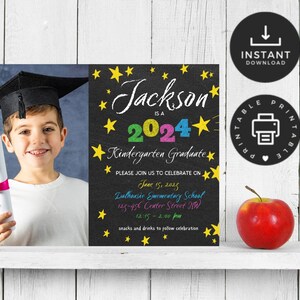 Kindergarten Graduation Invite With Photo. Instant Digital Download ...