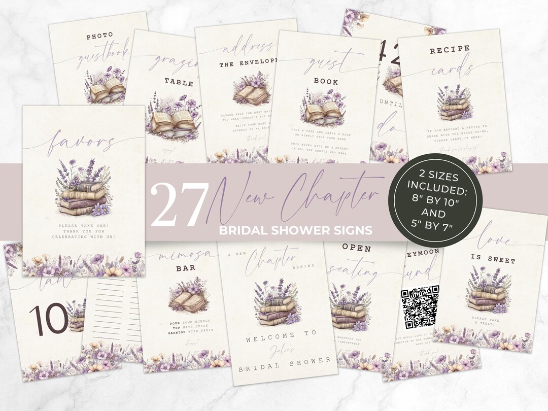 A New Chapter Bridal Shower Decorations. Editable Storybook Theme ...