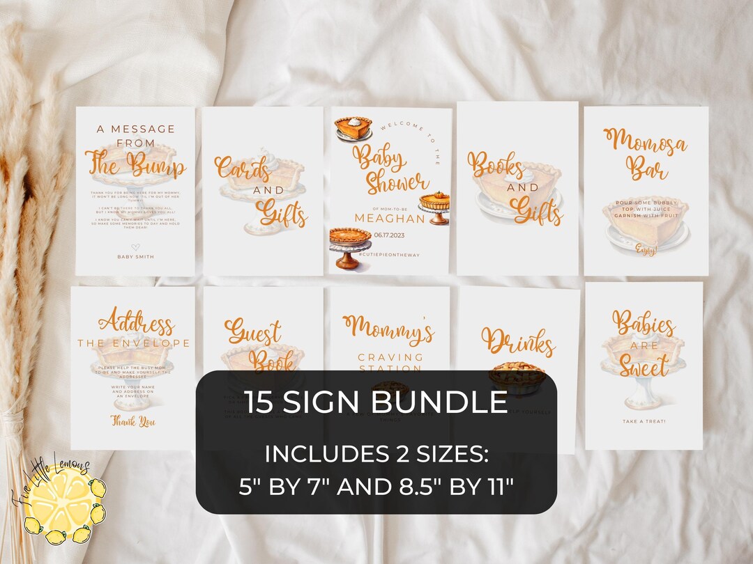 Cutie Pie Baby Shower Signs. Gender Neutral. Fall Sign Bundle. Cutie ...