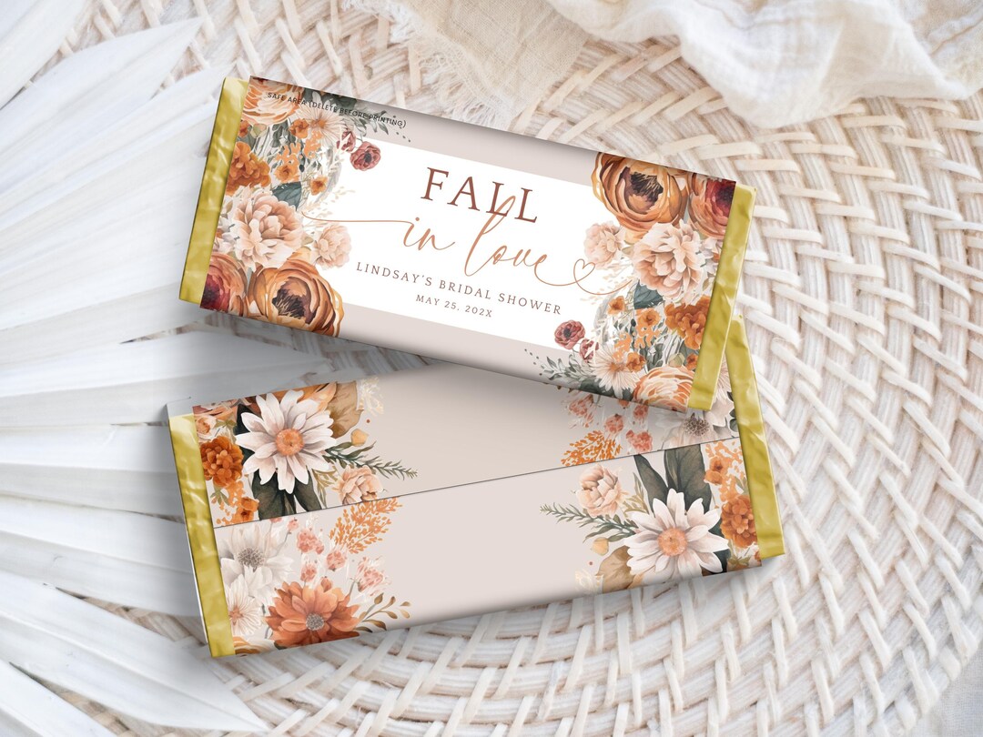 Fall in Love Chocolate Bar Wrapper Template. Autumn Bridal Shower ...