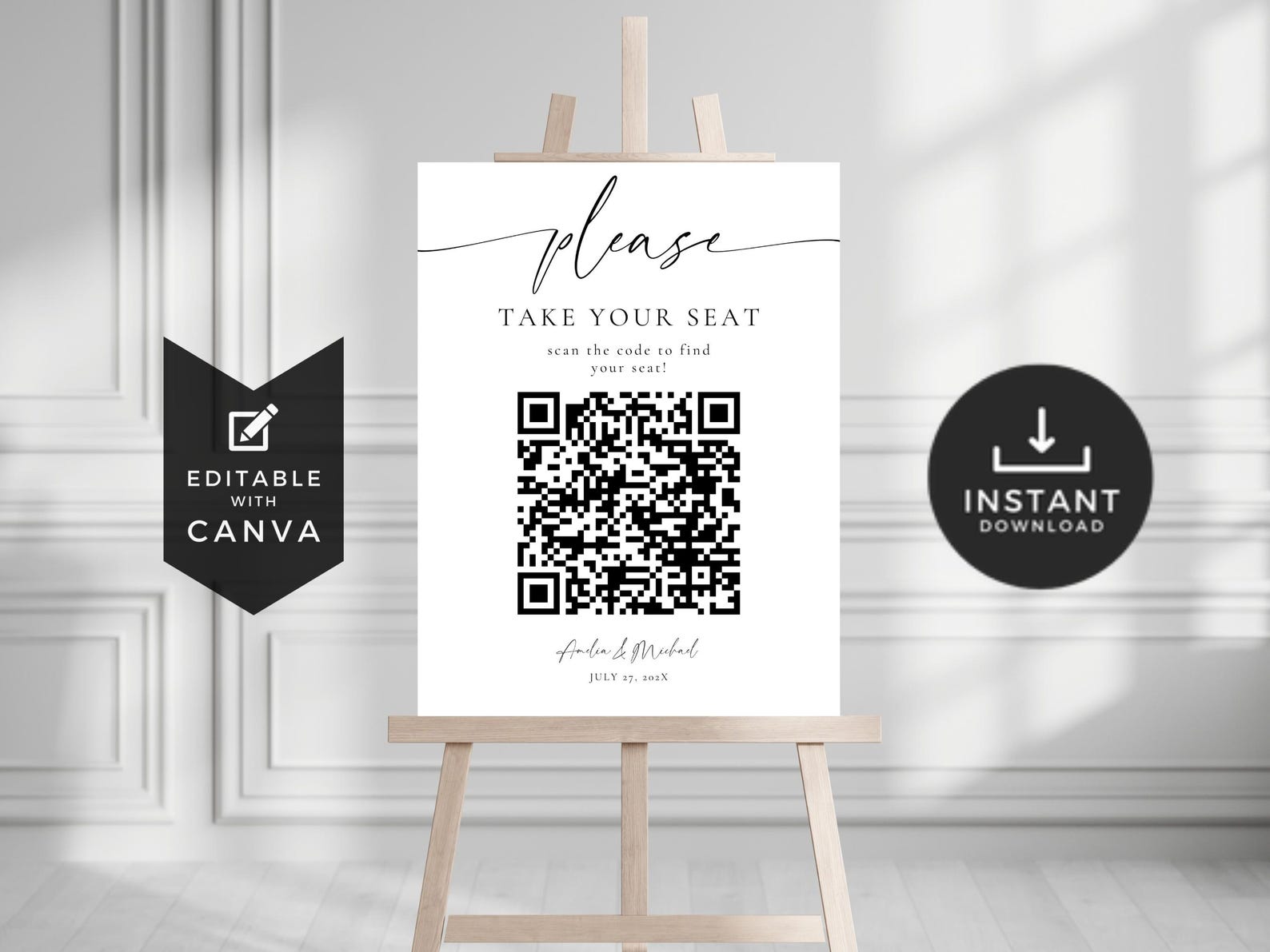 QR Code Seating Chart. Digital Seating Chart With QR Code. Modern ...
