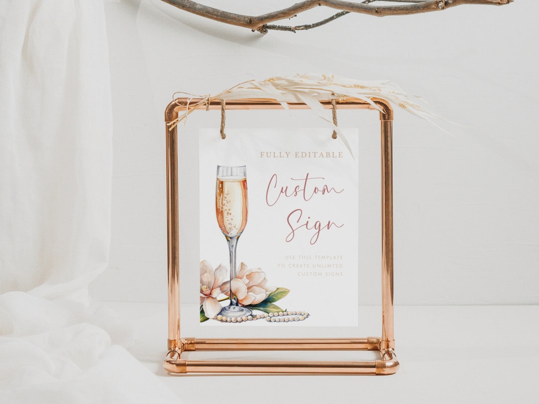 Pearls and Prosecco Bridal Shower Custom Sign Template. Pearls Petals ...