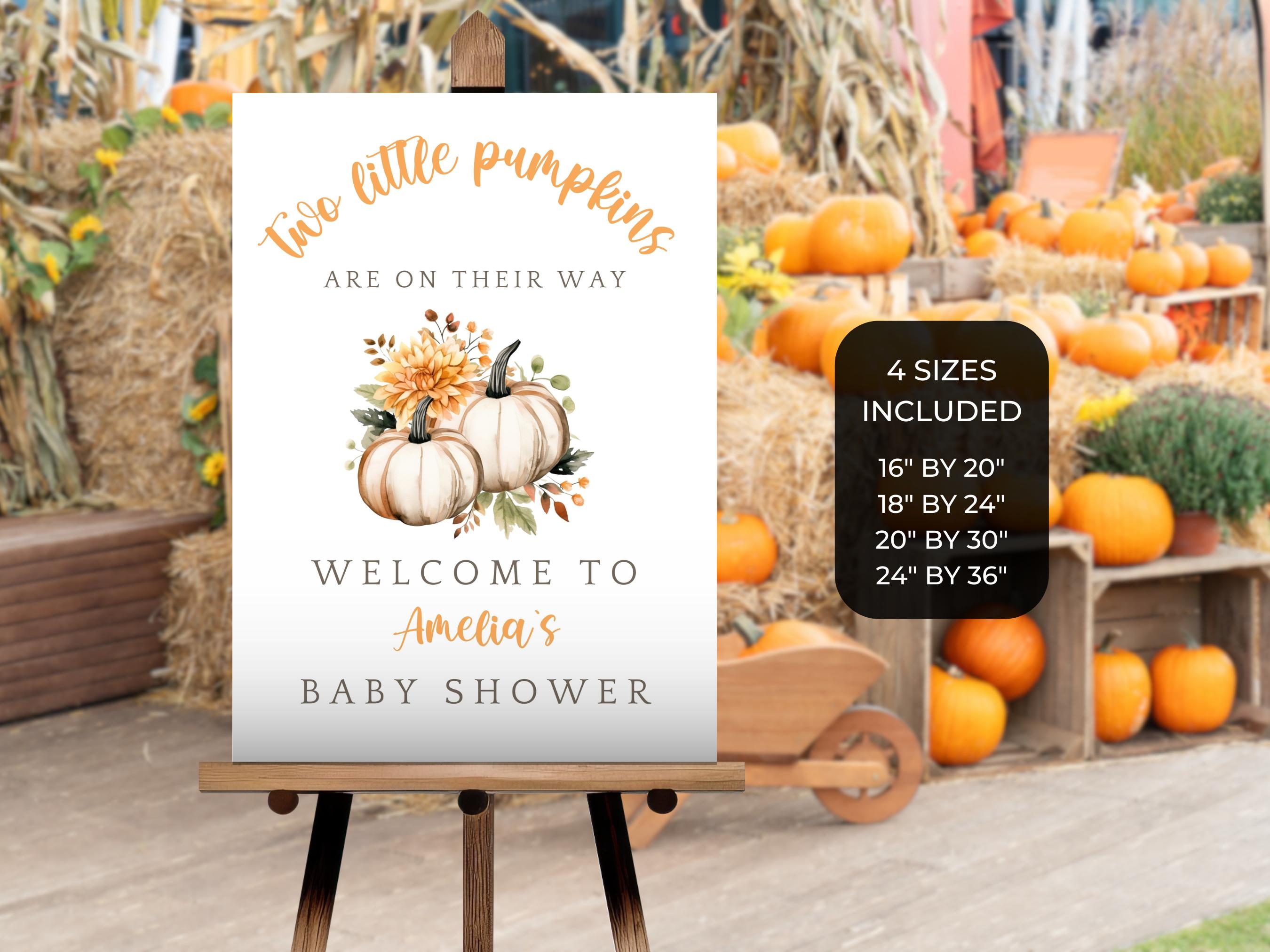 Two Little Pumpkins Baby Shower Welcome Sign. Editable Autumn Rustic ...