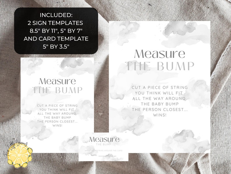 Baby Shower Measure the Bump Sign and Card. Grey Cloud Nine Baby ...
