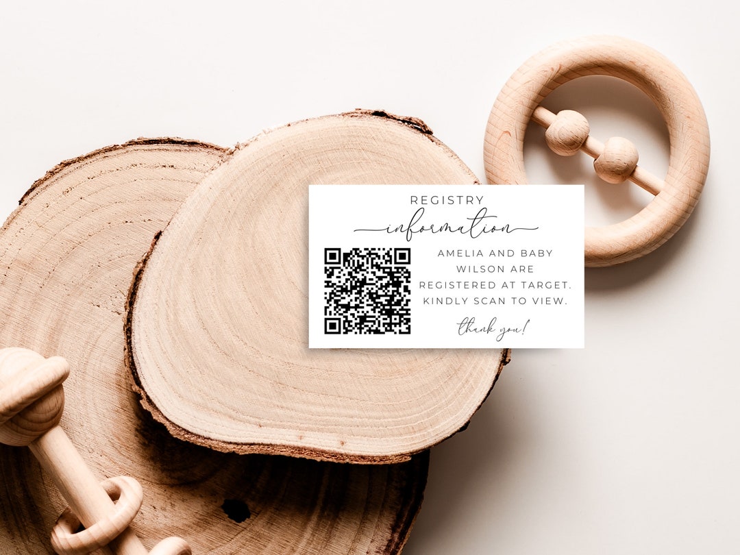 Baby Shower Registry Card QR Codes. Minimalist Baby Shower. Gender ...