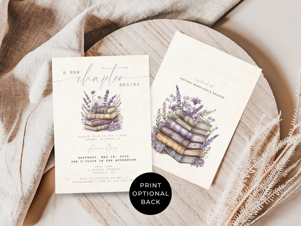 New Chapter Begins Invitation Bundle. Editable Storybook Baby Shower ...