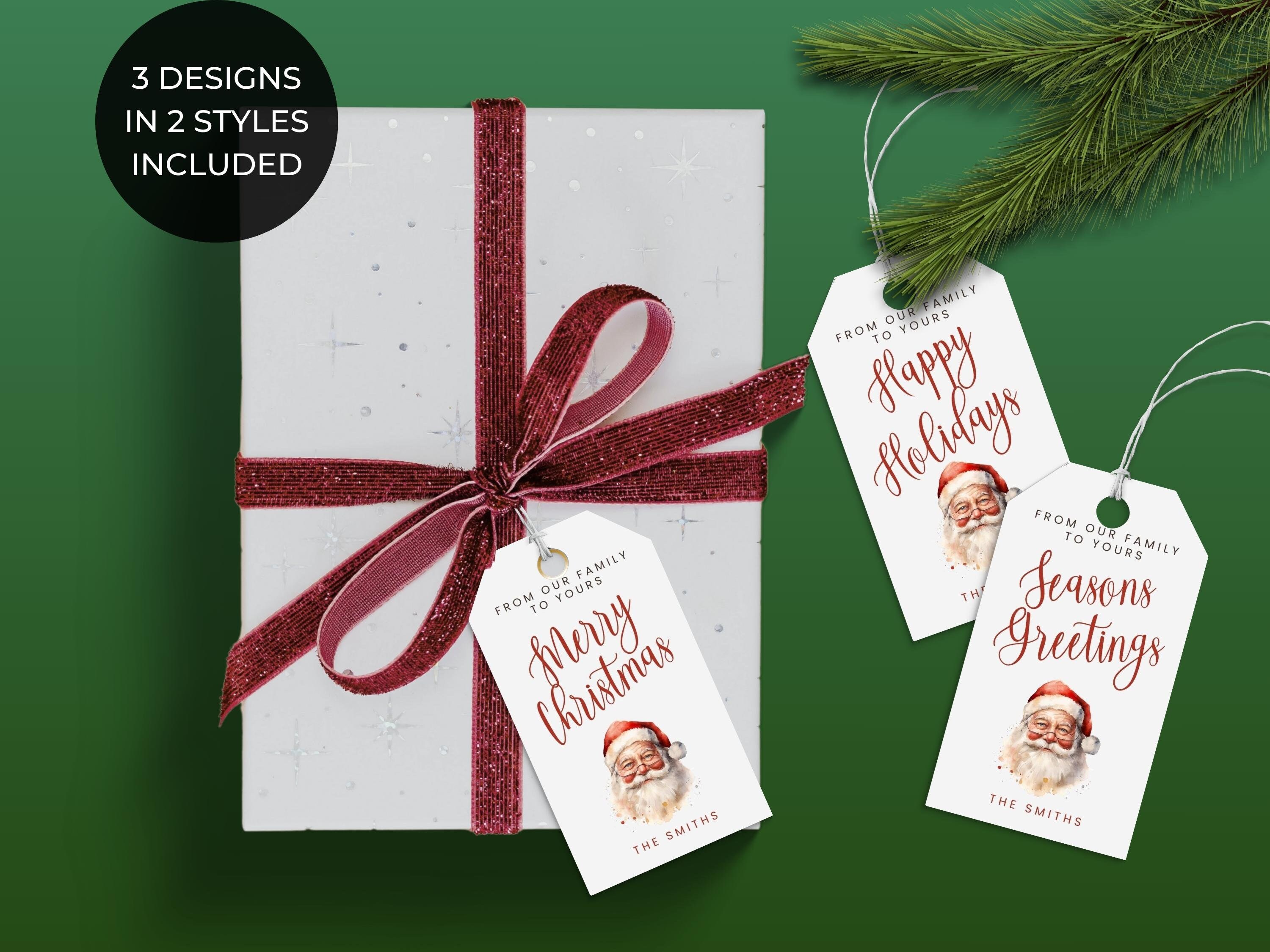 Christmas Printable Gift Tags With Santa Claus. Seasons Greetings ...