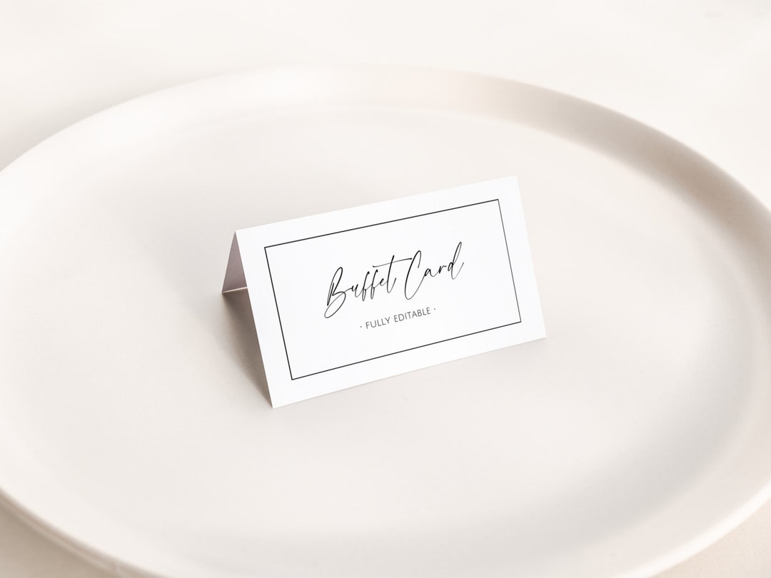 Modern Minimalist Buffet Card. Editable Food Label Template. Printable ...