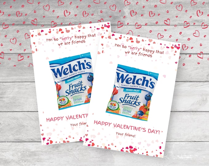 Valentines Day Fruit Snack Card Printable I'm so Berry Happy We're ...