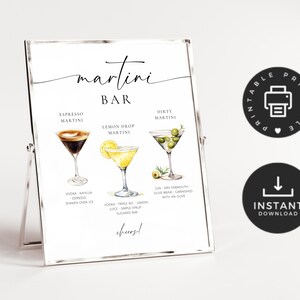 Martini Bar Signage. Martini Signature Drinks Bar Sign Template ...
