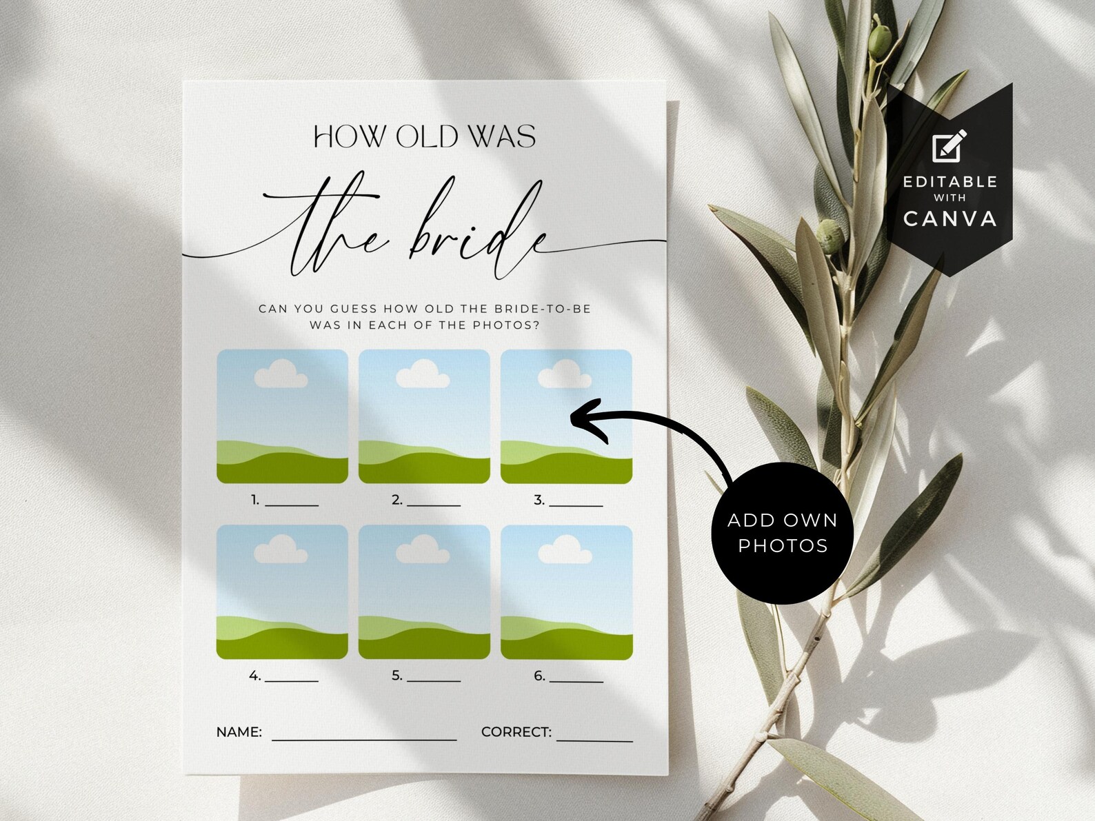 How Old Was the Bride Game. Minimalist Wedding Template. Couples Bridal ...