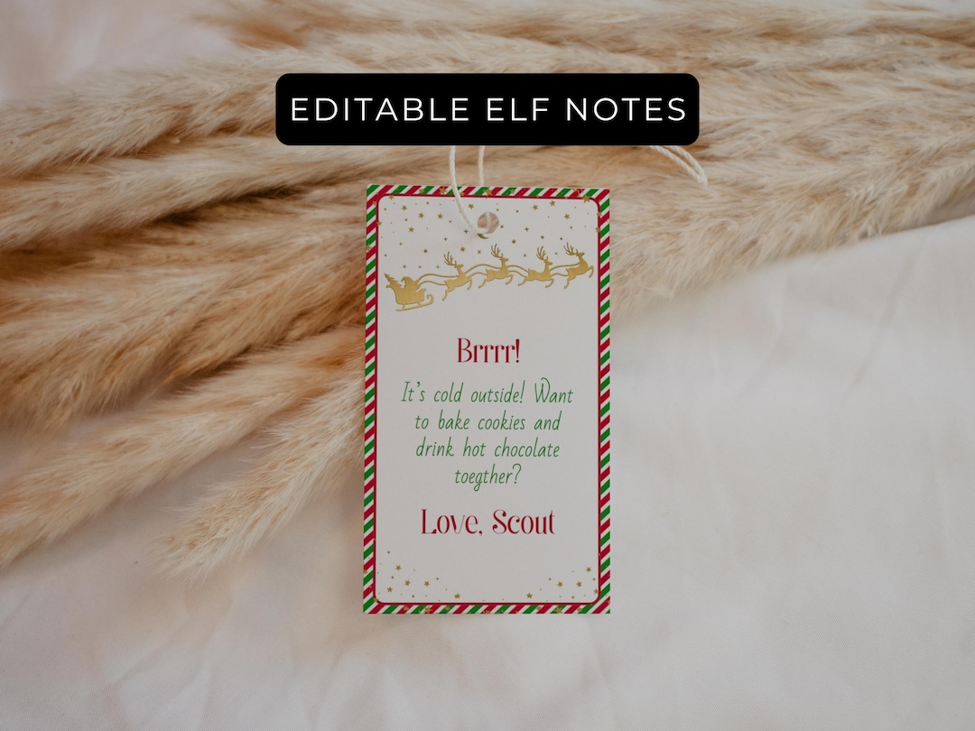 Editable Elf Note Cards. Kid's Printable Elf Activities. Fully ...
