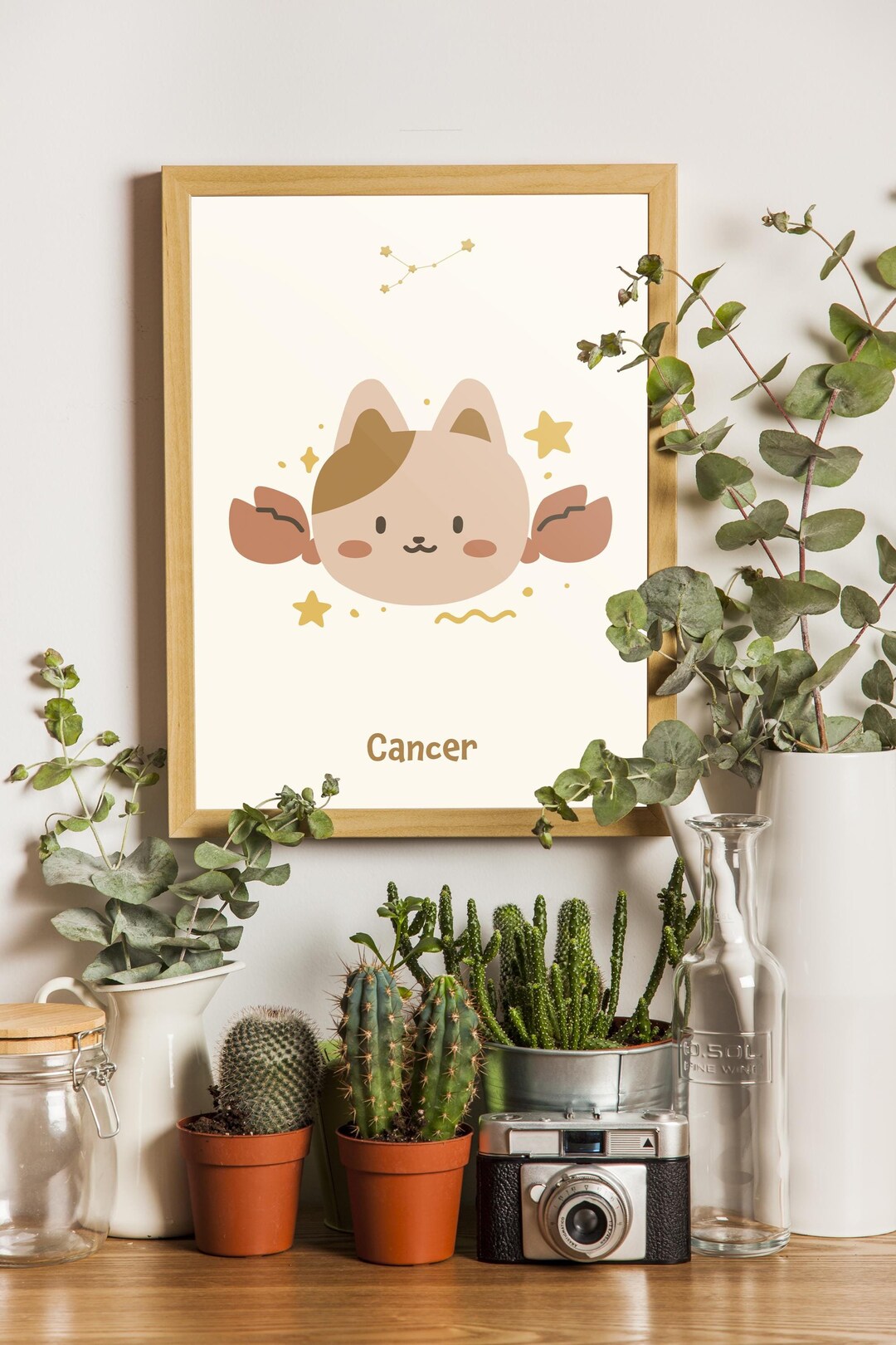 Cute Cancer Zodiac Digital Poster, Cancer Star Sign Instant Download ...