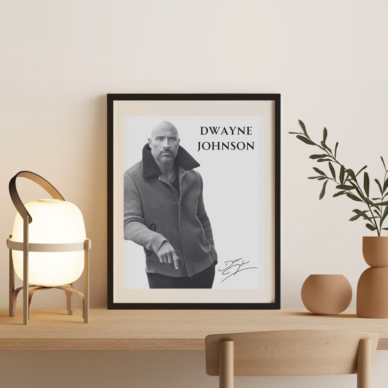 Dwayne Johnson Poster With Printed Autograph-digital Product - Etsy