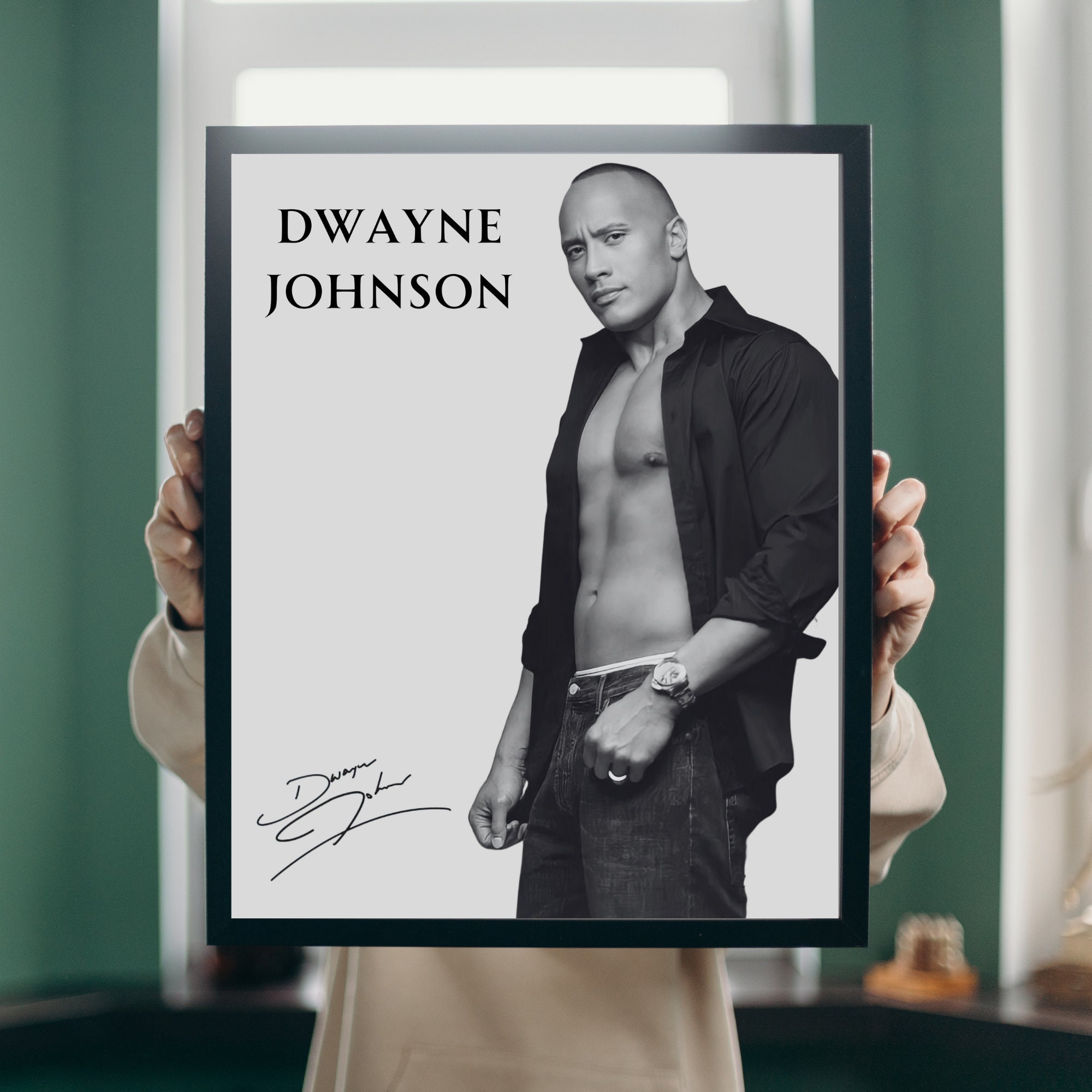 Dwayne Johnson Poster With Autograph-digital Product - Etsy