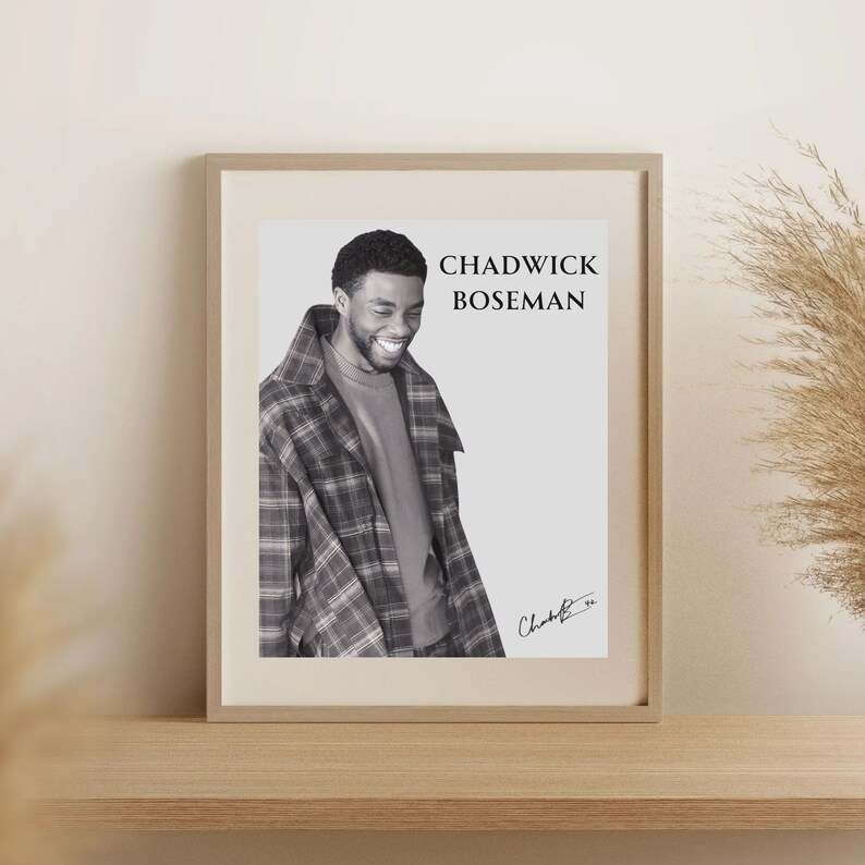 Chadwick Boseman Poster With Printed Autograph-digital Product - Etsy