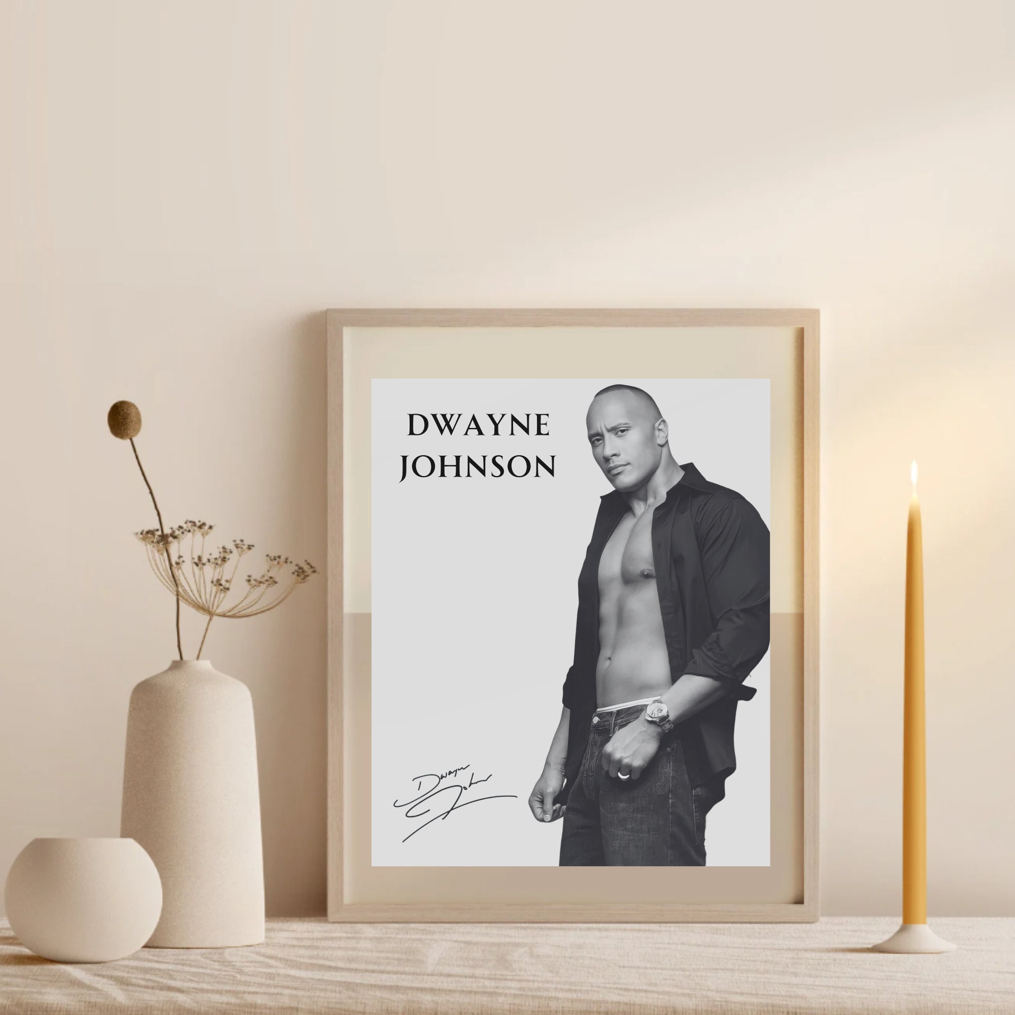 Dwayne Johnson Poster With Autograph-digital Product - Etsy