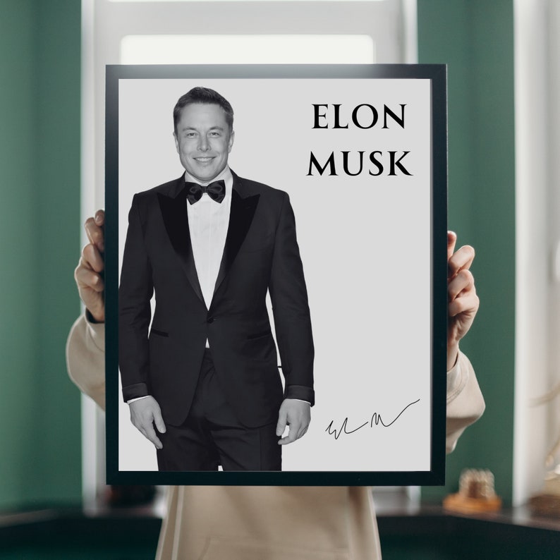 Elon Musk Poster With Autograph-digital Productv - Etsy